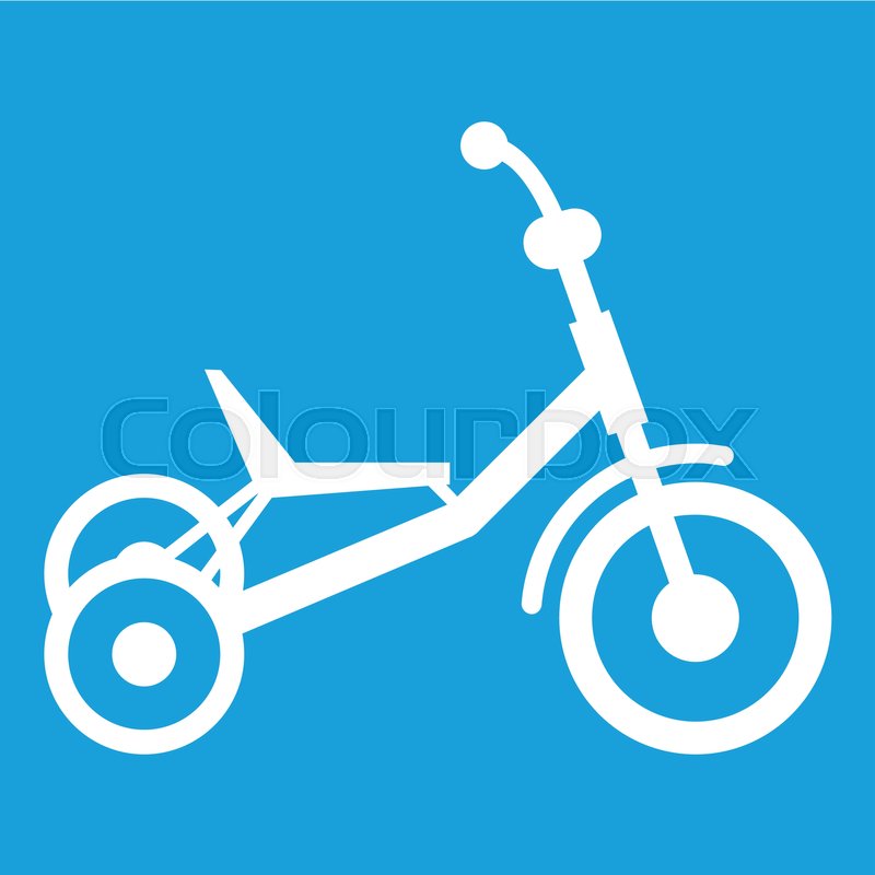 Tricycle icon white isolated on blue ... | Stock vector | Colourbox