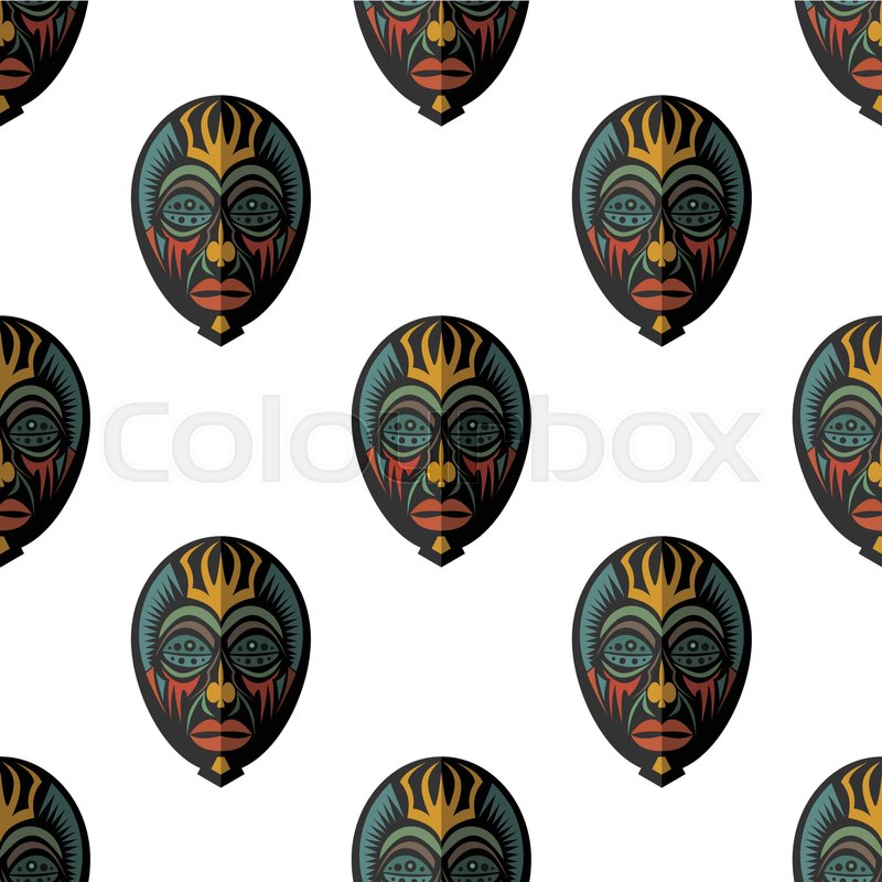African mask seamless pattern vector ... | Stock vector | Colourbox