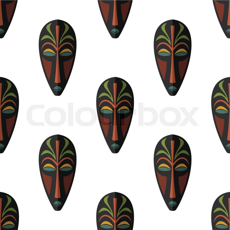 African mask seamless pattern vector ... | Stock vector | Colourbox