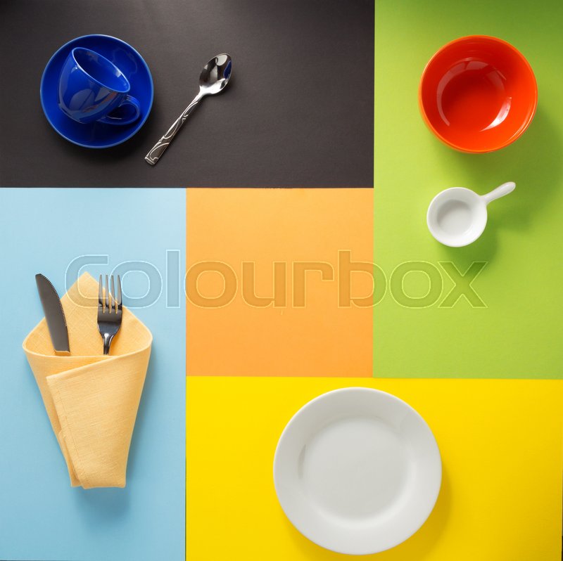Kitchenware at abstract colorful ... | Stock Photo | Colourbox