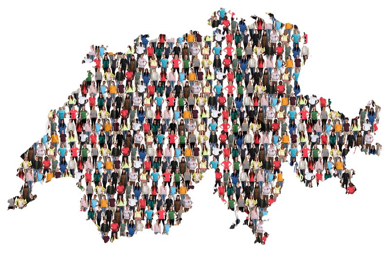 Switzerland map multicultural group of ... | Stock image | Colourbox