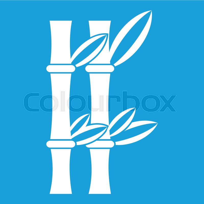 Bamboo icon white isolated on blue ... | Stock vector | Colourbox
