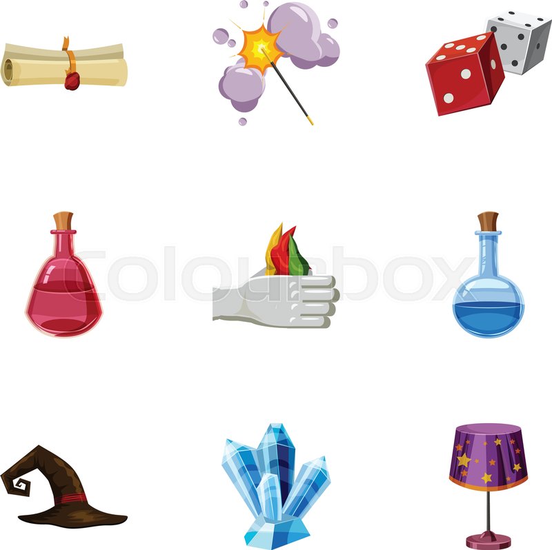 Magic tricks icons set. Cartoon set of ... | Stock vector | Colourbox