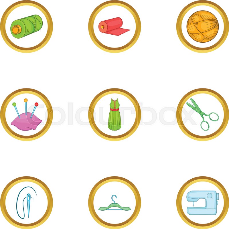 Dressmaking icons set. Cartoon set of ... | Stock vector | Colourbox