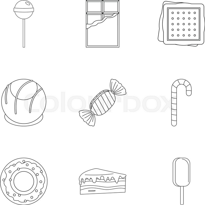 Different sweet icon set. Outline ... | Stock vector | Colourbox