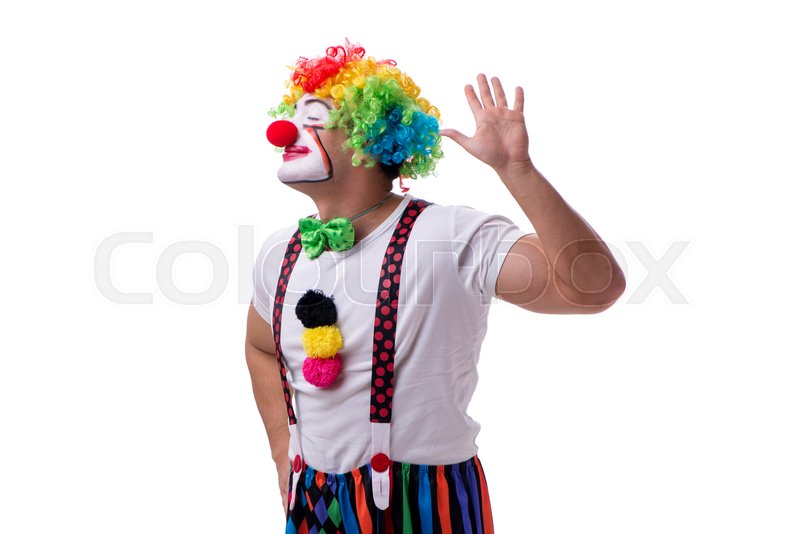 Funny clown acting silly isolated on ... | Stock Photo | Colourbox