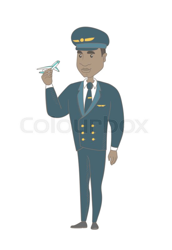 Young Africanamerican Female Pilot Stock Vector