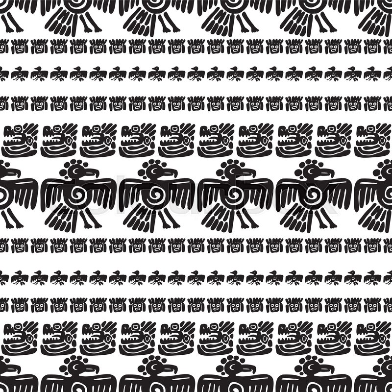 Seamless vector maya pattern. Black ... | Stock vector | Colourbox