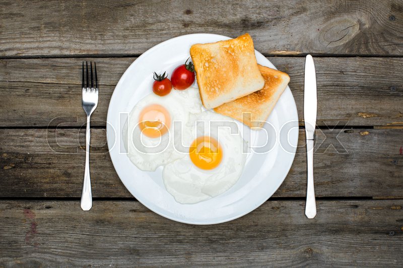 Top view of fresh tasty breakfast with ... | Stock image | Colourbox