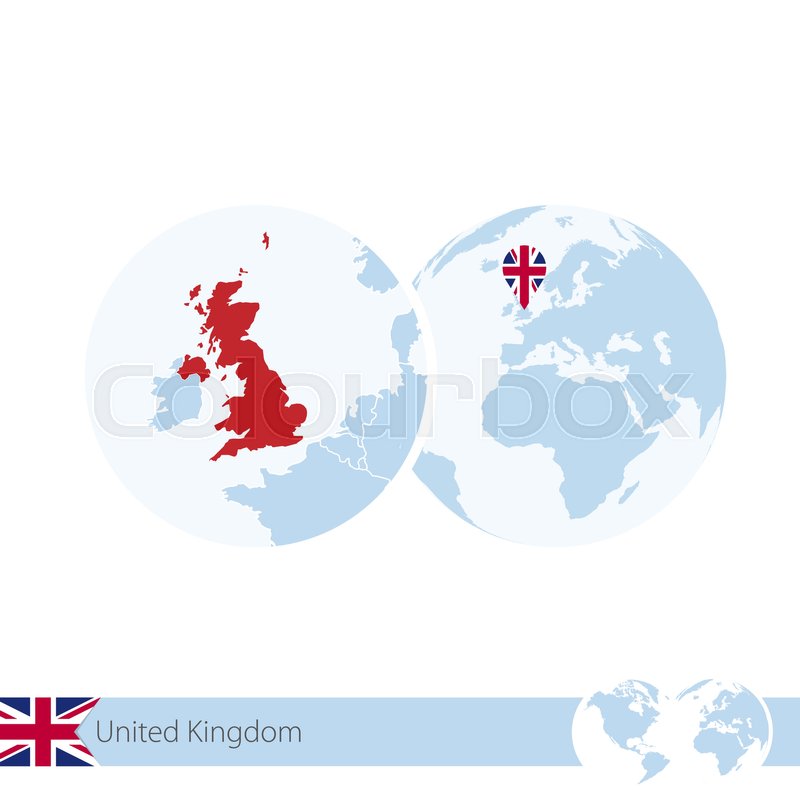 United Kingdom on world globe with ... | Stock vector | Colourbox