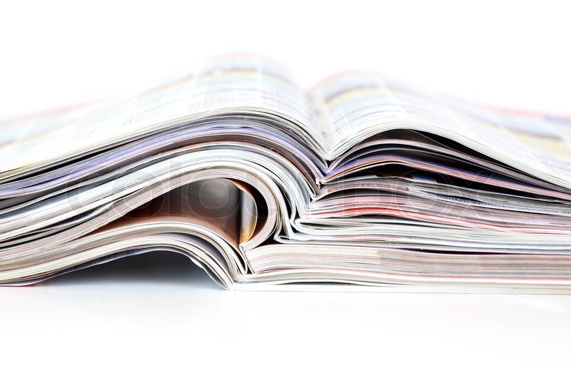 Batch of open magazines, close-up | Stock image | Colourbox