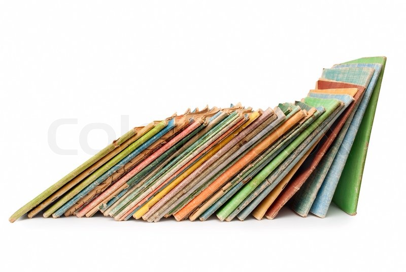A stack of old magazines on white ... | Stock image | Colourbox