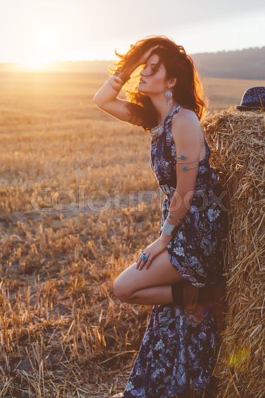 Beautiful model wearing summer cotton ... | Stock image | Colourbox