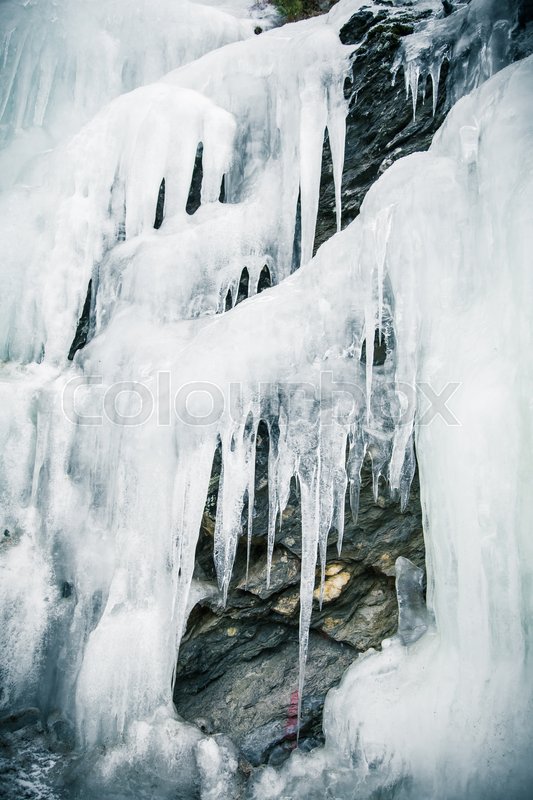 A beautiful frozen icicles along the ... | Stock image | Colourbox