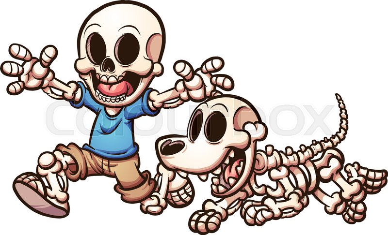 Cartoon skeleton boy and skeleton dog. ... | Stock vector | Colourbox