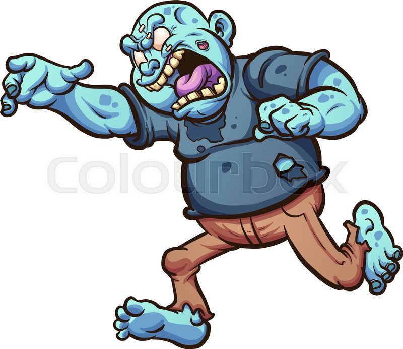 Fat cartoon zombie running and ... | Stock vector | Colourbox