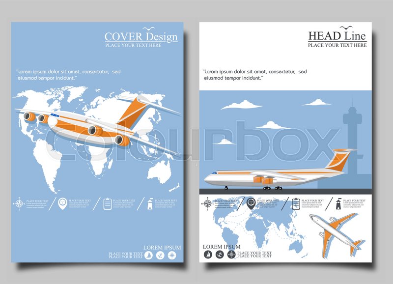 Airline poster set with airplane. ... | Stock vector | Colourbox