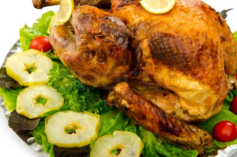 Turkey roasted and served in the plate | Stock image | Colourbox