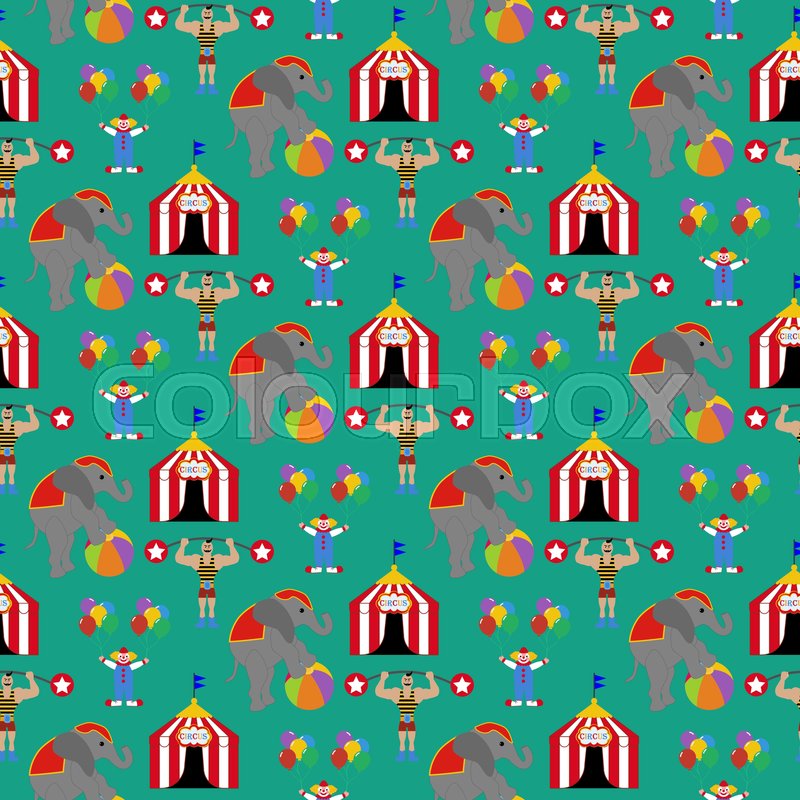 Circus pattern on the green ... | Stock vector | Colourbox