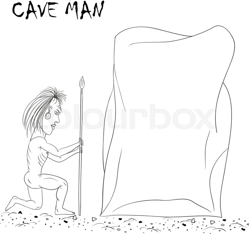 Ancient cave man. Vector outline ... | Stock vector | Colourbox