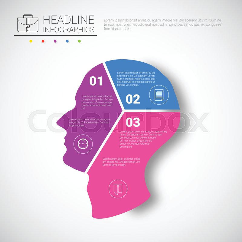 Headline Infographic Design Head Steps ... | Stock vector | Colourbox