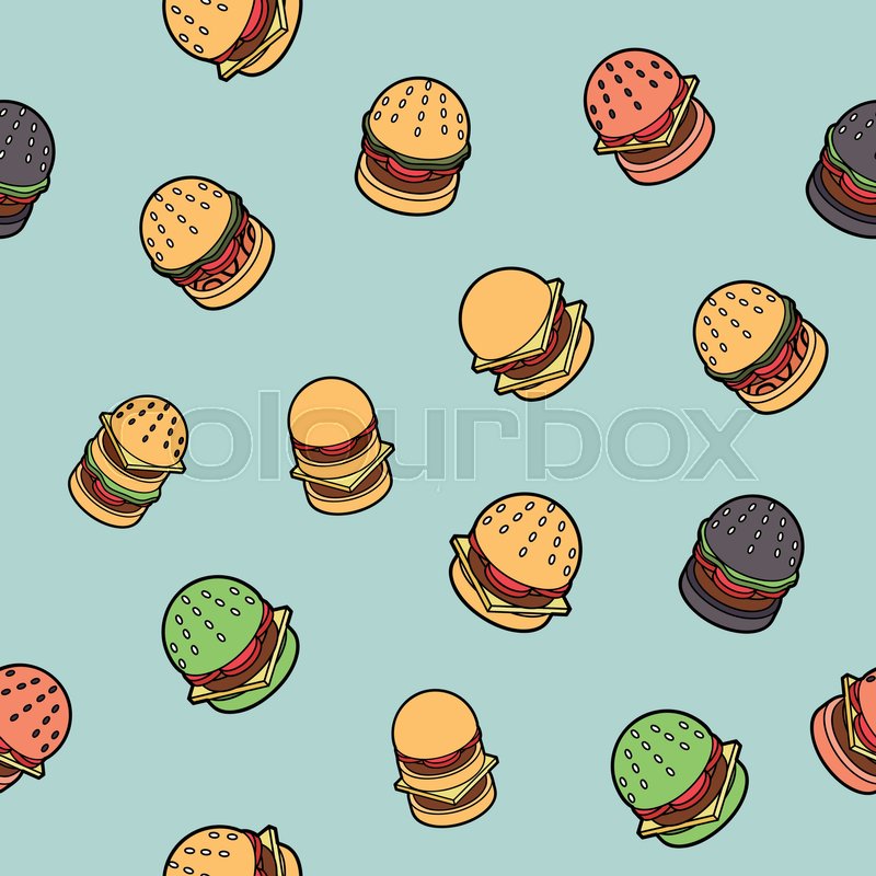 Burgers color outline isometric ... | Stock vector | Colourbox