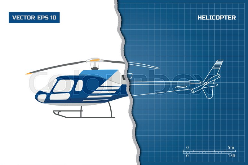 Engineering blueprint of helicopter. ... | Stock vector | Colourbox