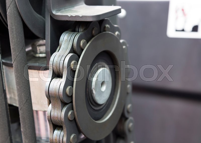 Close up of Chain in forklift; ... | Stock image | Colourbox