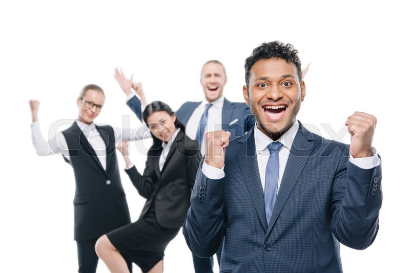 Excited african american businessman in ... | Stock image | Colourbox