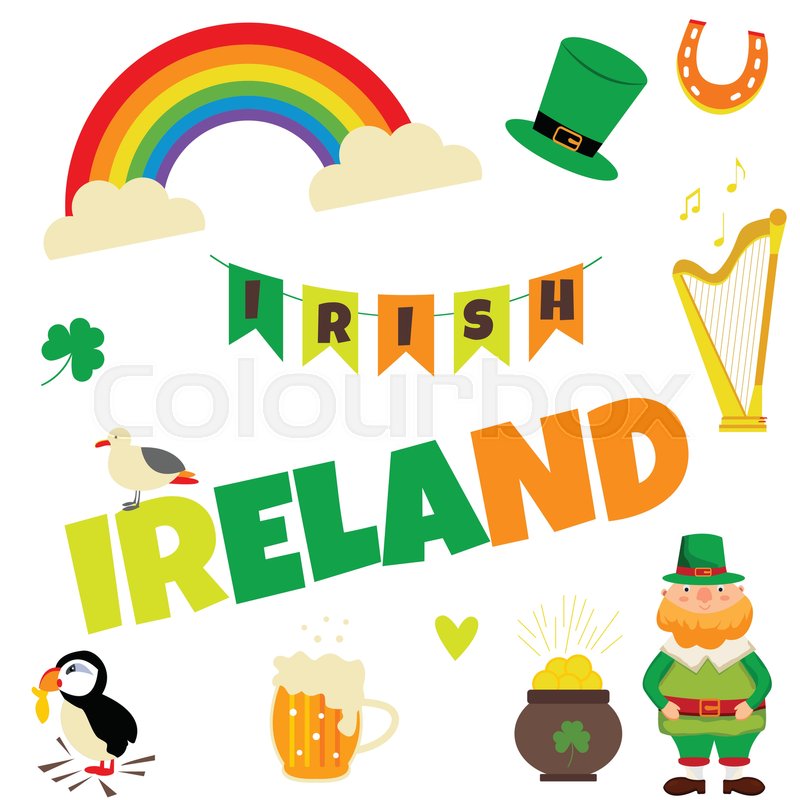 Trip to Ireland or Dublin. Set of ... | Stock Vector | Colourbox