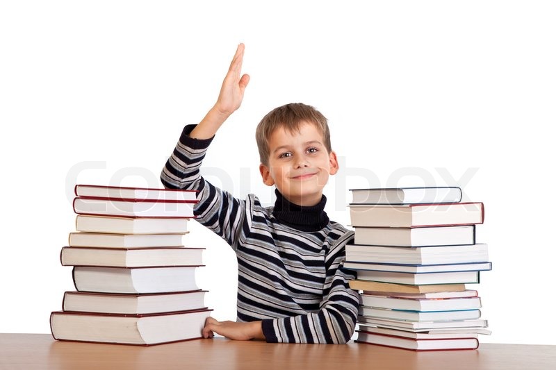 Cheerful Schoolboy ready to answer ... | Stock image | Colourbox