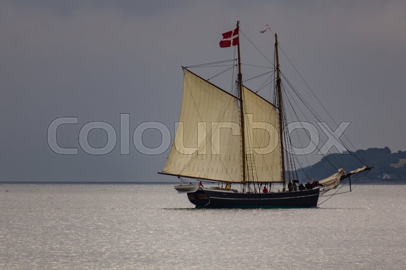 Danish schooner sailing in Vejle fjord, ... | Stock image | Colourbox