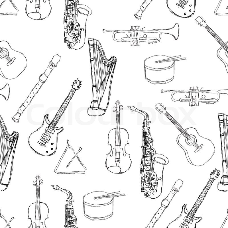 Musical instruments pattern | Stock vector | Colourbox