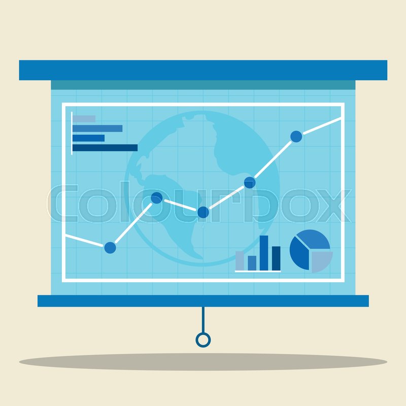 Projector screen with graph | Stock vector | Colourbox