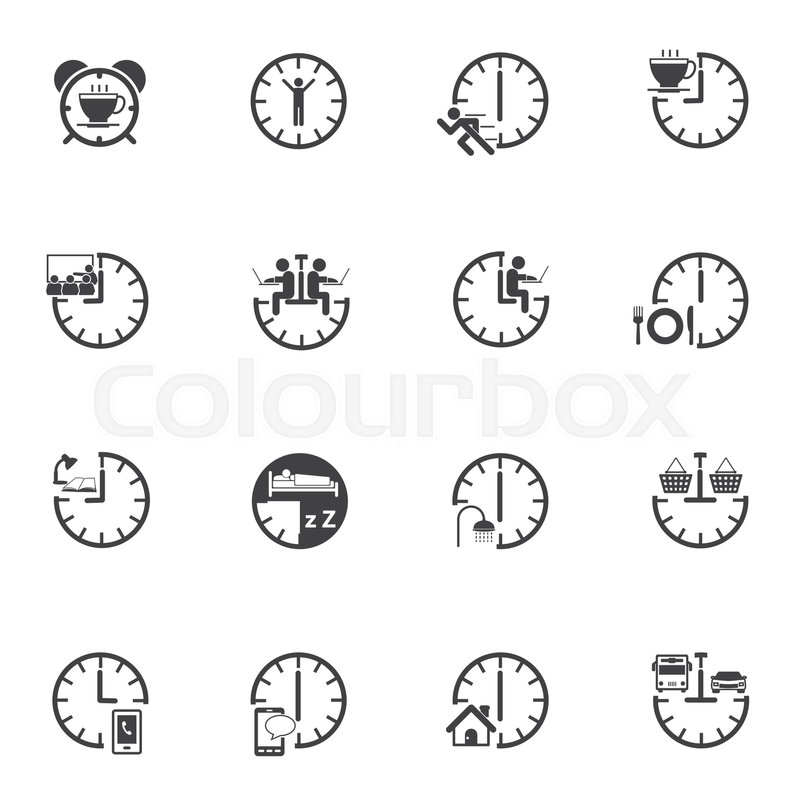 Time icon set, Daily routine | Stock vector | Colourbox