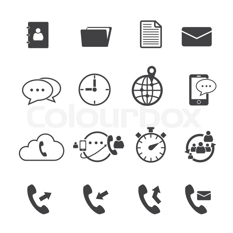 Phone call and mail icon set | Stock vector | Colourbox