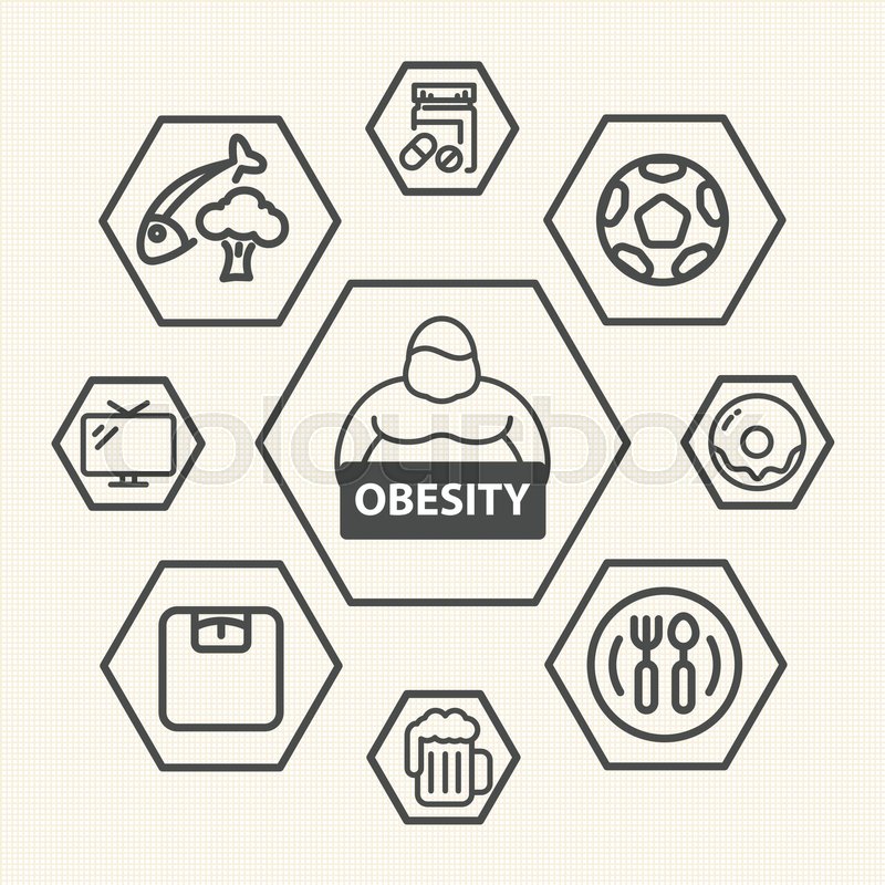Obesity icons set, Vector icons | Stock vector | Colourbox