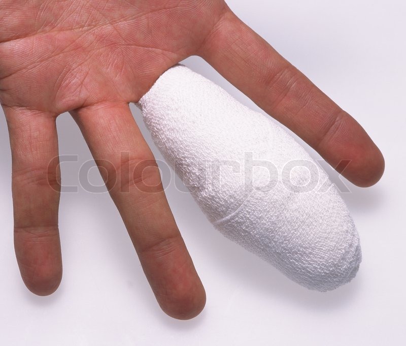 Bandaged finger close up | Stock image | Colourbox