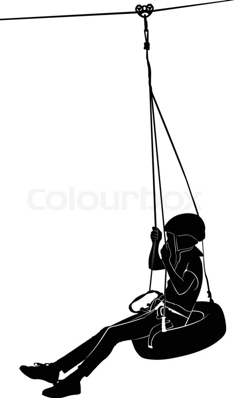 Boy on swing. rope park | Stock vector | Colourbox