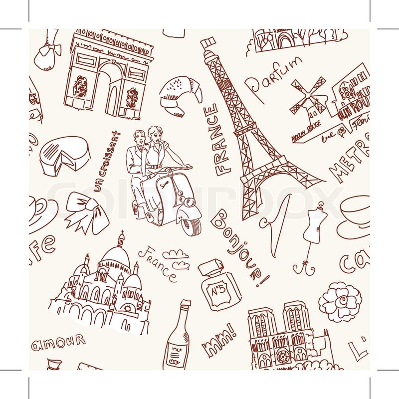 Sightseeing in Paris doodles | Stock vector | Colourbox