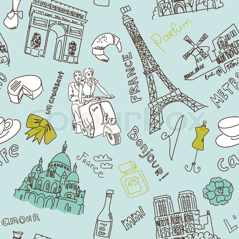 Sightseeing in Paris doodles | Stock vector | Colourbox
