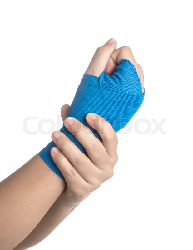 Hand wrapped in elastic bandage on ... | Stock image | Colourbox