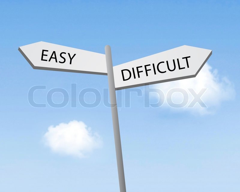 A sign representing a difficult way and ... | Stock image | Colourbox