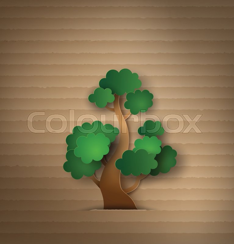 Tree grow from the background paper. | Stock vector | Colourbox