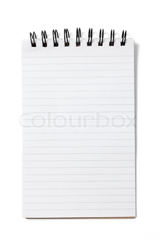 A white ruled notebook on a white ... | Stock image | Colourbox
