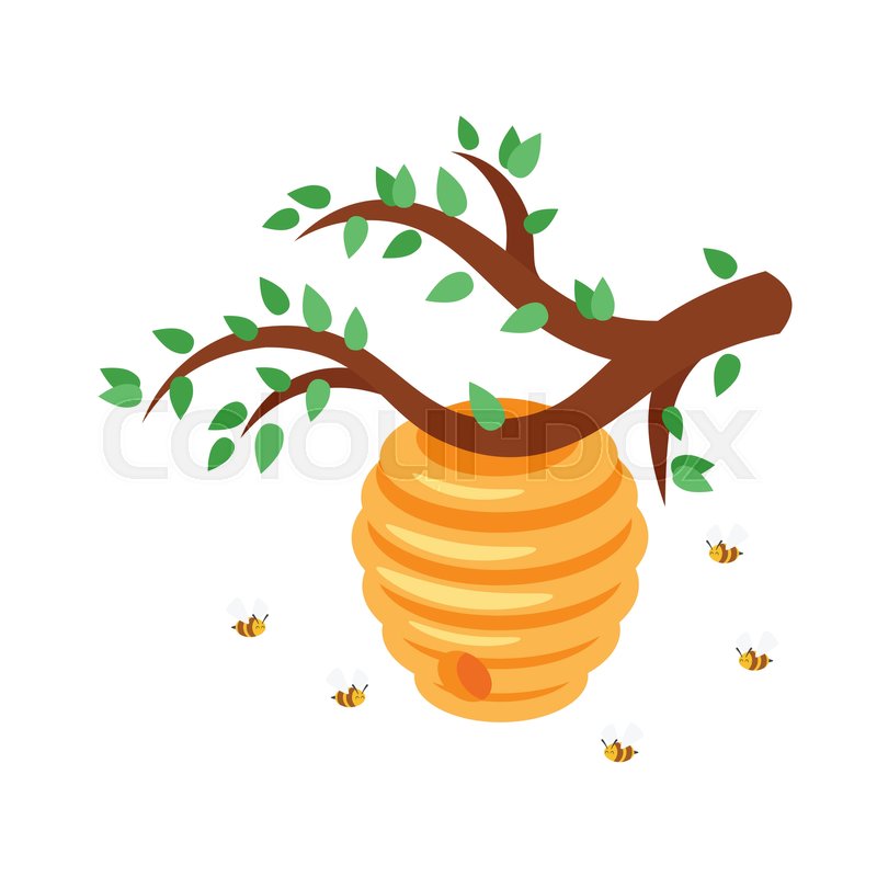 Cartoon Bee Hive In A Tree