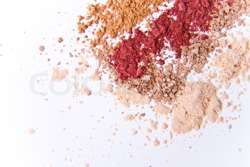 Make-up Puder in drei Farben auf weißem ... | Stock Bild | Colourbox