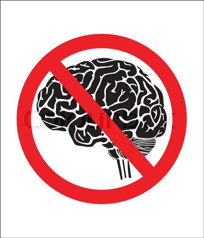 No thinking sign with brain | Stock vector | Colourbox