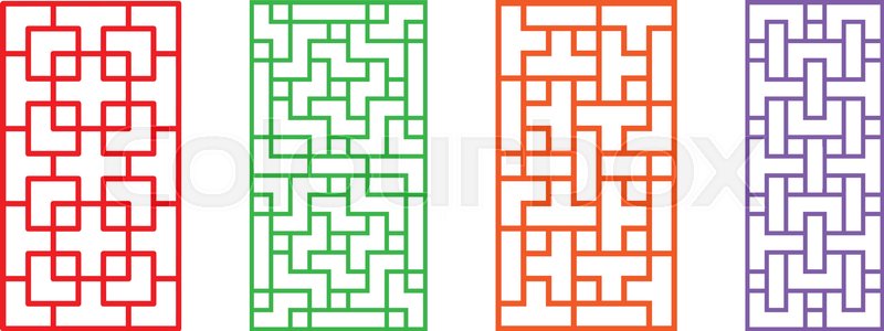 Set of rectangle Chinese pattern ... | Stock vector | Colourbox
