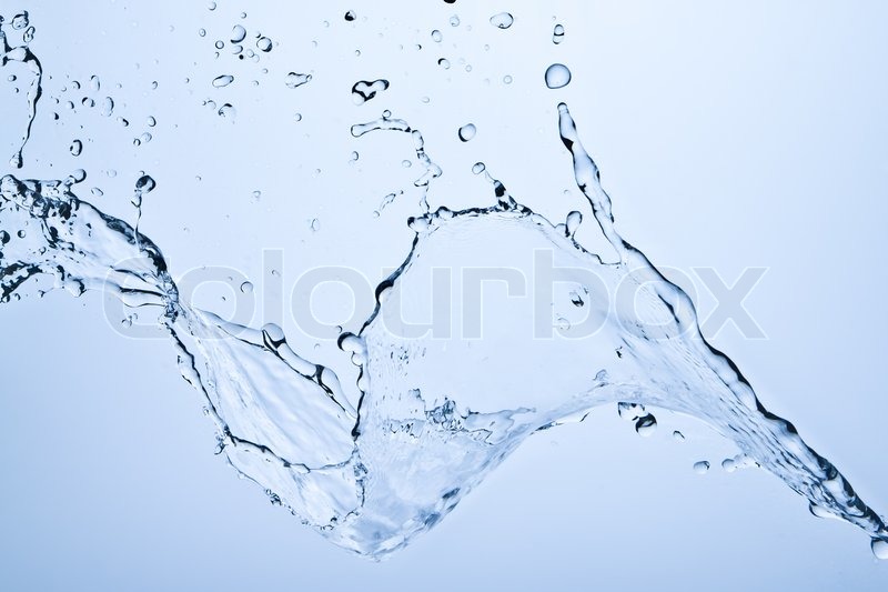 Water splash close up shot on blue ... | Stock image | Colourbox